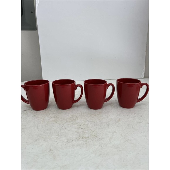 Corelle | Dining | Corelle Coordinates Burgundy Set Of 4 Stoneware Mugs ...